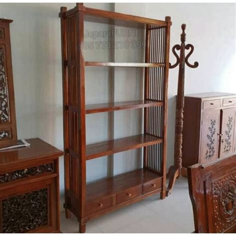 Jual Rak Buku Kayu Jati Jepara Shopee Indonesia