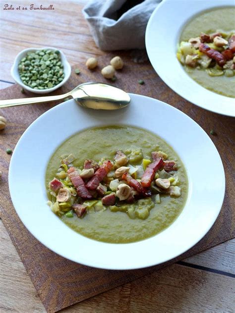 Soupe de pois cassés aux lardons noisettes Lolo et sa tambouille