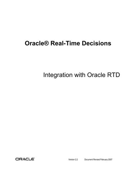 oracle real time decisions integration with oracle rtd