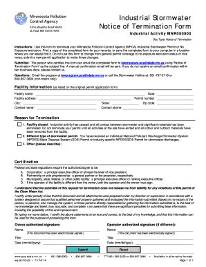 Fillable Online Pca State Mn Notice Of Termination Form Indl