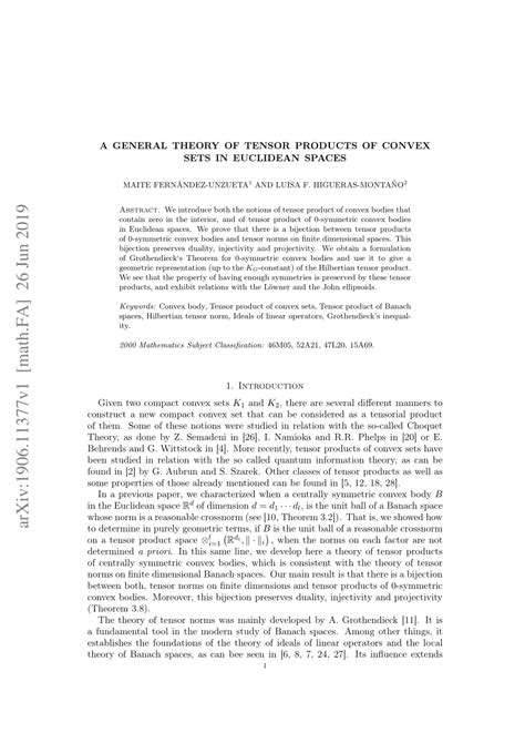 pdf a general theory of tensor products of convex sets in euclidean spaces