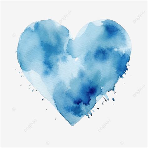 Blue Watercolor Heart Blue Watercolor Heart PNG Transparent Image