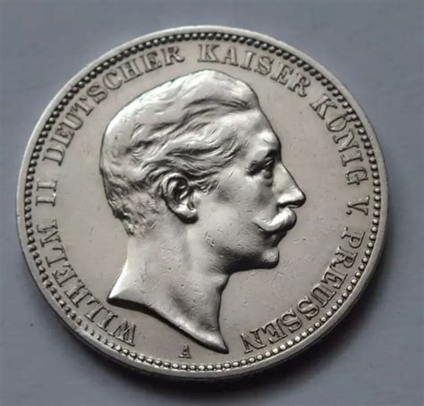 Drei Mark Deutsches Reich Wilhelm Ii Kaiser Preussen A Sehr