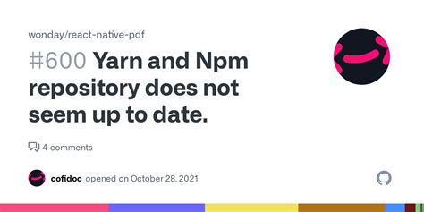 yarn and npm repository does not seem up to date · issue 600 · wonday react native pdf · github