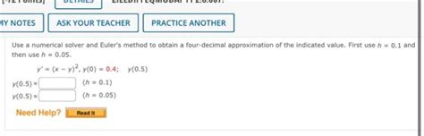 Solved Use A Numerical Solver And Euler S Method To Obtain A Chegg