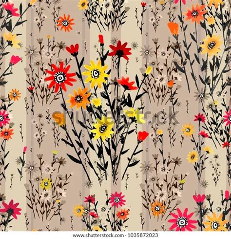 Seamless Pattern Abstracts Floral Composition Stockillustration