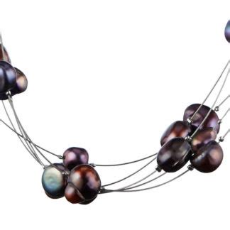 Collier 5 Rangs Perles De Culture Noires Rhodium Mon Boudoir De Perles