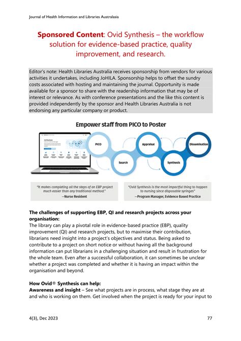 PDF Ovid Synthesis The Workflow Solution For Evidence Based