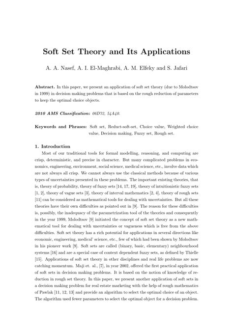 pdf soft set theory and its applications