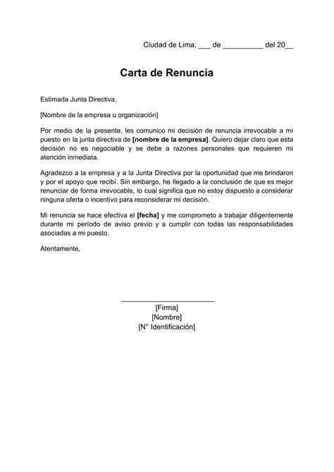 ᐅ Carta de Renuncia Irrevocable a Junta Directiva Ejemplos