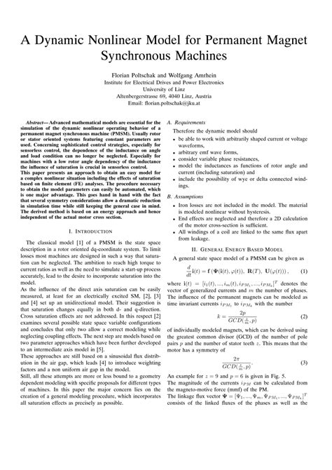 pdf a dynamic nonlinear model for permanent magnet synchronous machines