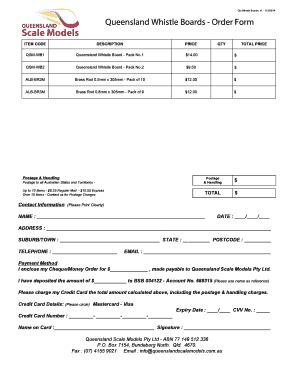 Fillable Online Queensland Whistle Boards Order Form Fax Email Print
