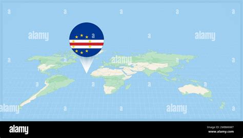 Location Of Cape Verde On The World Map Marked With Cape Verde Flag