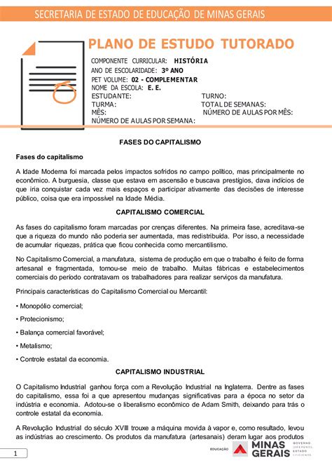 Atividade Fases Do Capitalismo PDF