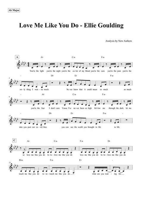 악보 Ellie Goulding Love Me Like You Do 멜로디 악보 by New Authors