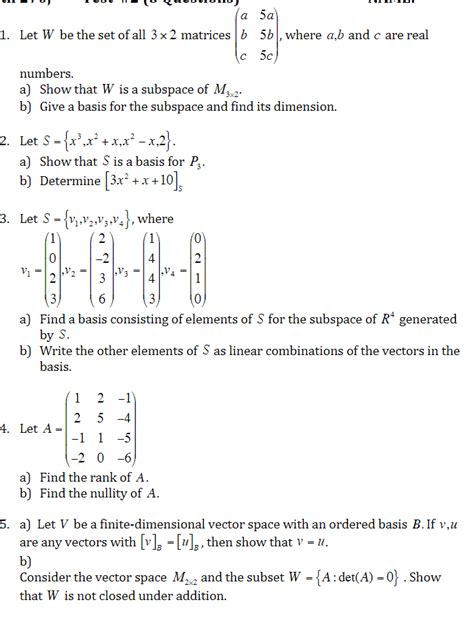 solved a 5a с 1 let w be the set of all 3 x 2 matrices b 5b