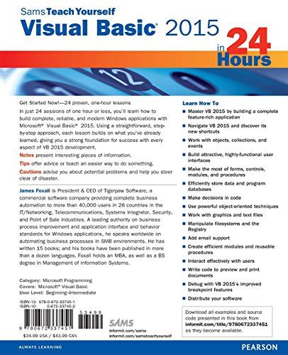 Visual Basic 2015 In 24 Hours Sams Teach Yourself Moneymintz