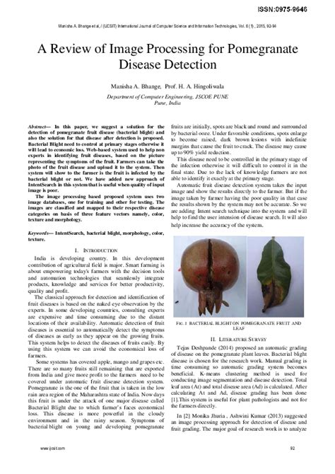 pdf a review of image processing for pomegranate disease detection h a hingoliwala