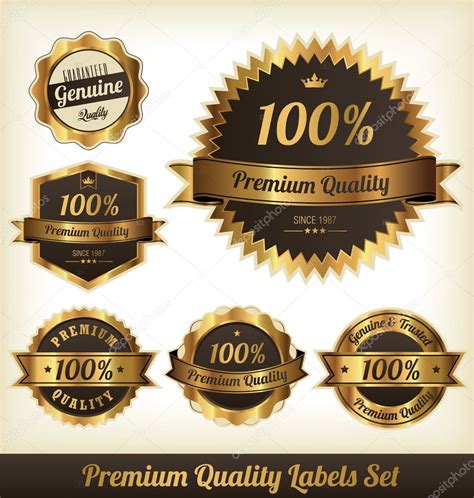 Set de etiquetas de calidad premium vector gráfico vectorial medveh