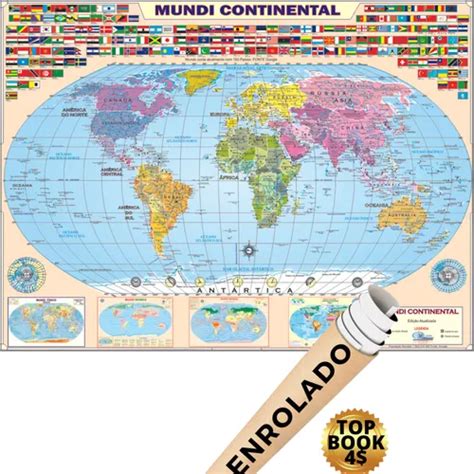 Mapa Mundi Continentes Pa Ses E Capitais Escolar Poster Politico