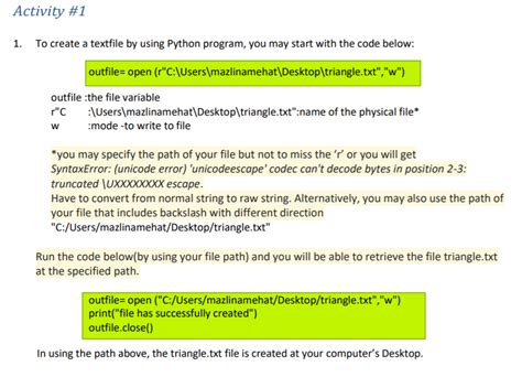 Solved Activity 1 1 To Create A Textfile By Using Python Chegg