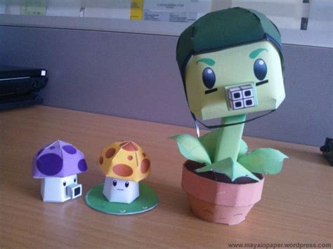 Gatling Pea Papertoy Plants Vs Zombies Papercraft Paper Crafts Zombie Birthday Plants Vs