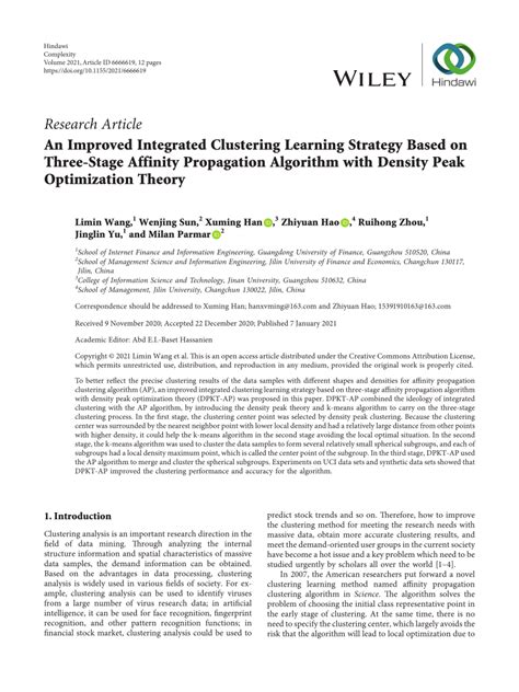 pdf an improved integrated clustering learning strategy based on three stage affinity