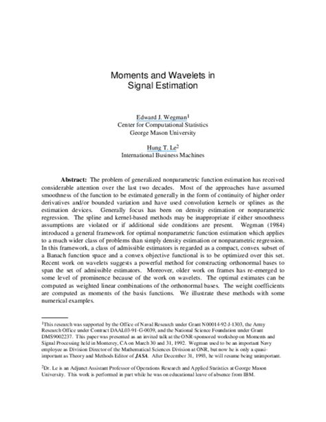 pdf moments and wavelets in signal estimation edward wegman
