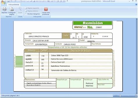 Formatos De Remision En Excel