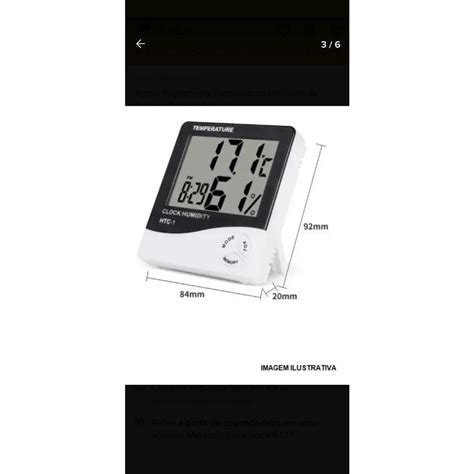 Higrômetro Medidor Umidade Temperatura Relógio Digital no Shoptime