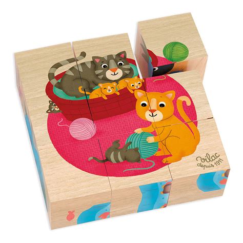 Cubes En Bois Les Animaux Premiers Puzzles VILAC