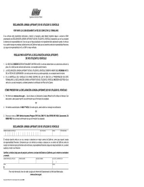 Fillable Online Dmv Ca Reg Declaraci N Jurada Affidavit De No