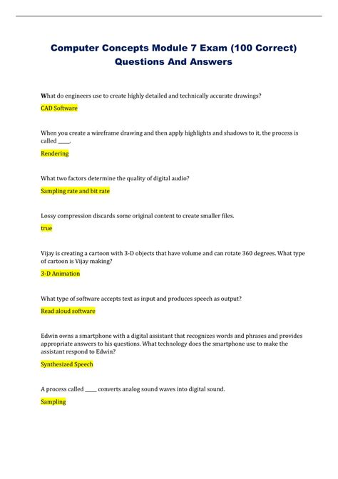 Computer Concepts Module 7 Exam 100 Correct Questions And Answers