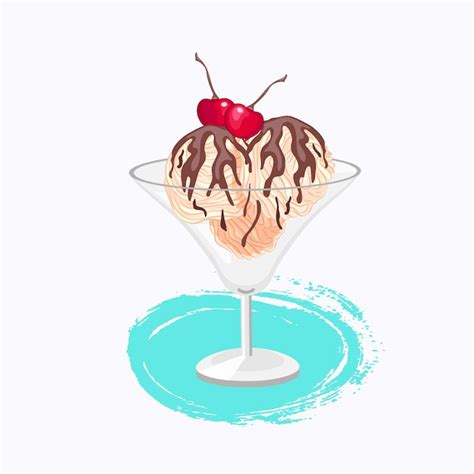 Premium Vector Cartoon Style Vanilla Ice Cream With Chocolate And