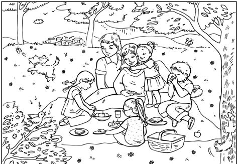 Coloriage Pique Nique En Famille T L Charger Et Imprimer Gratuit Sur