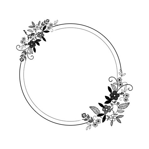 幀 圈 婚禮 花 黑色和白色 花黑色和白色 圓形婚禮 婚禮素材圖案PSD和PNG圖片免費下載