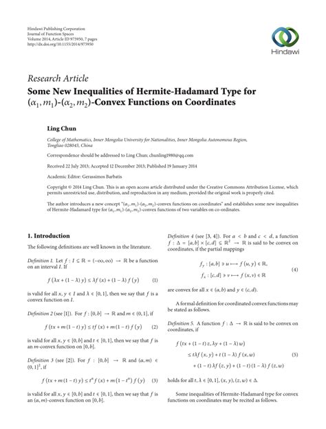 pdf some new inequalities of hermite hadamard type for α1 m1 α2 m2 convex functions on
