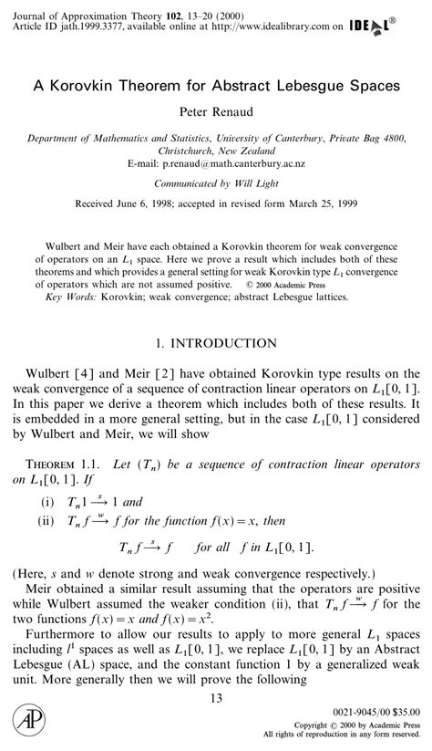 pdf a korovkin theorem for abstract lebesgue spaces