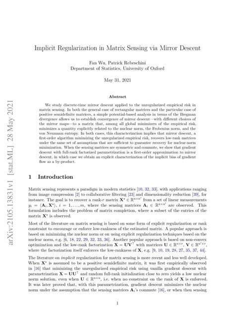 implicit regularization in matrix sensing via mirror descent deepai