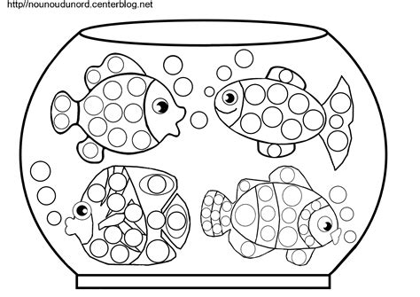 Aquarium Poissons Coloriage Gommettes En Couleur