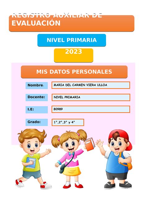 Registro Auxiliar Mar A Del Carmen Nombre Docente I Grado
