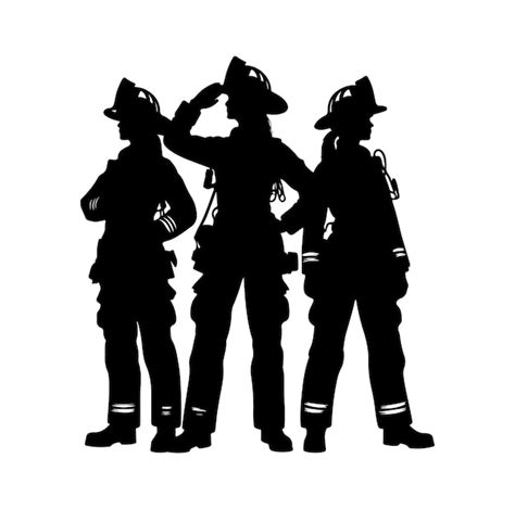 Premium Vector Firefighters Pose Silhouette Vector Illustration