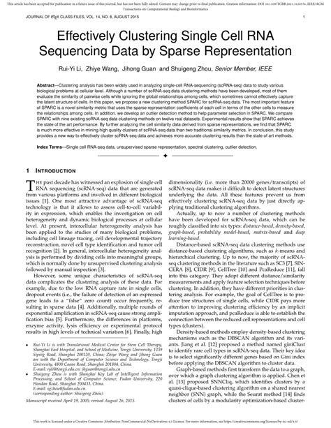 pdf effectively clustering single cell rna sequencing data by sparse representation