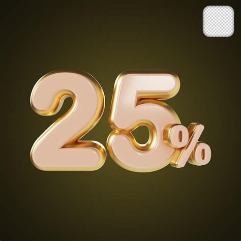 Premium PSD Gold Number 25 Percentage 3d Illustration