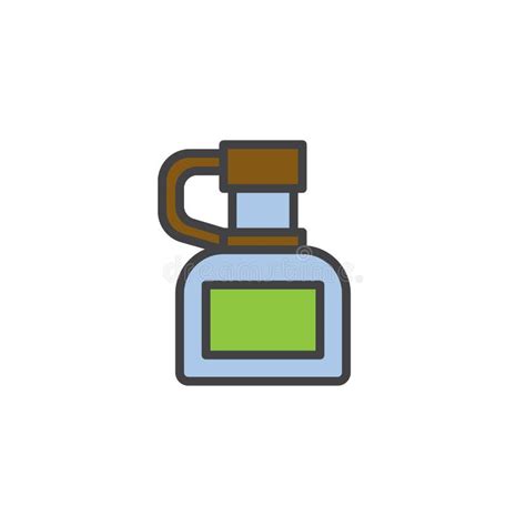 Botella Vieja Con El Icono Llenado Ron Del Esquema Ilustración del