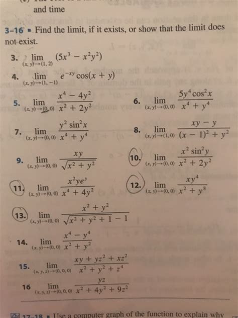solved and time 3 16 find the limit if it exists or show