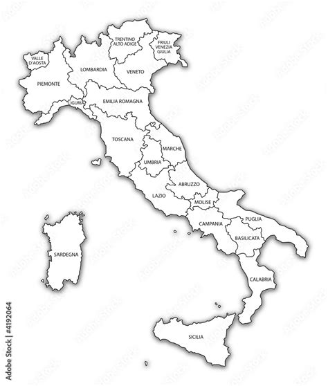 Italia Cartina Confini Regionali Stock Vector Adobe Stock