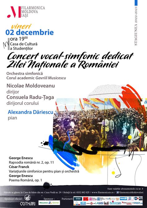 CONCERT VOCAL SIMFONIC dedicat ZILEI NAȚIONALE A ROMÂNIEI Cultura in Iasi