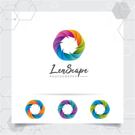 Diseño de logotipo de fotografía de cámara con concepto de vector de
