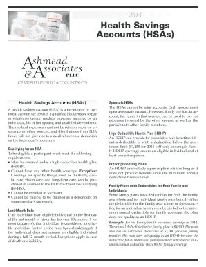 Fillable Online A Health Savings Account HSA Is A Tax Exempt Or